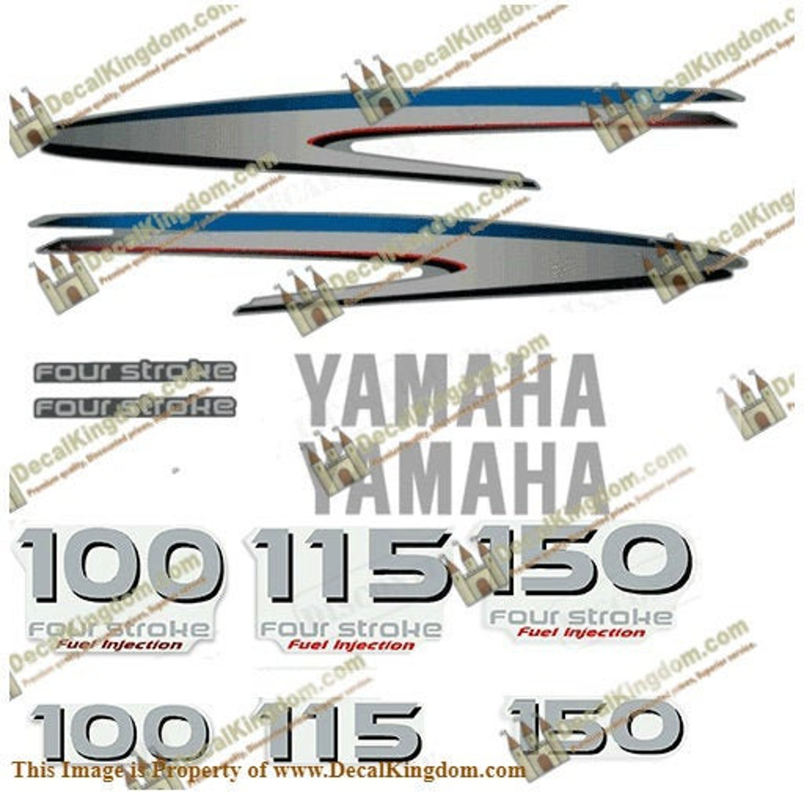Yamaha Outboard Boat Engine Decal Kit 100-150HP (multiple HP ...