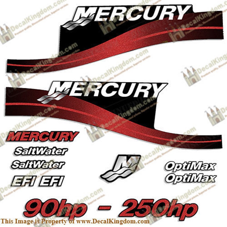 Mercury 90-250hp Outboard Decal Kit (pick Your Color) 3M Marine Grade ...