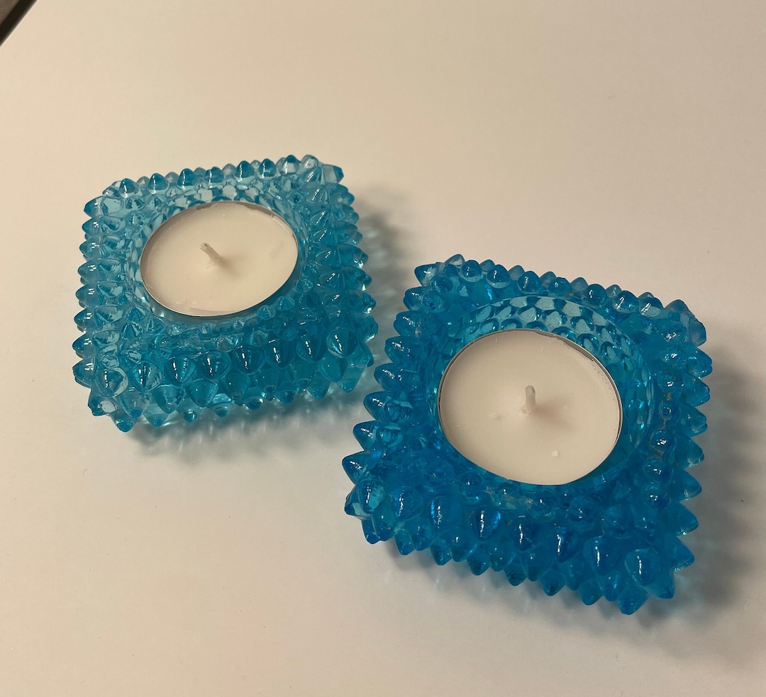 Vintage Blue Glass Votives: Hobnail Fenton - Etsy
