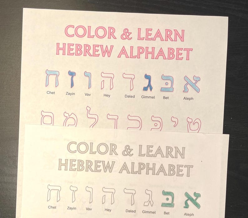 Hebrew Alphabet Coloring Page - Simple and Clear With Pronunciation - Etsy