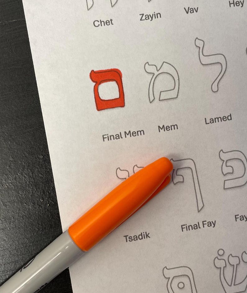Hebrew Alphabet Coloring Page - Simple and Clear With Pronunciation - Etsy