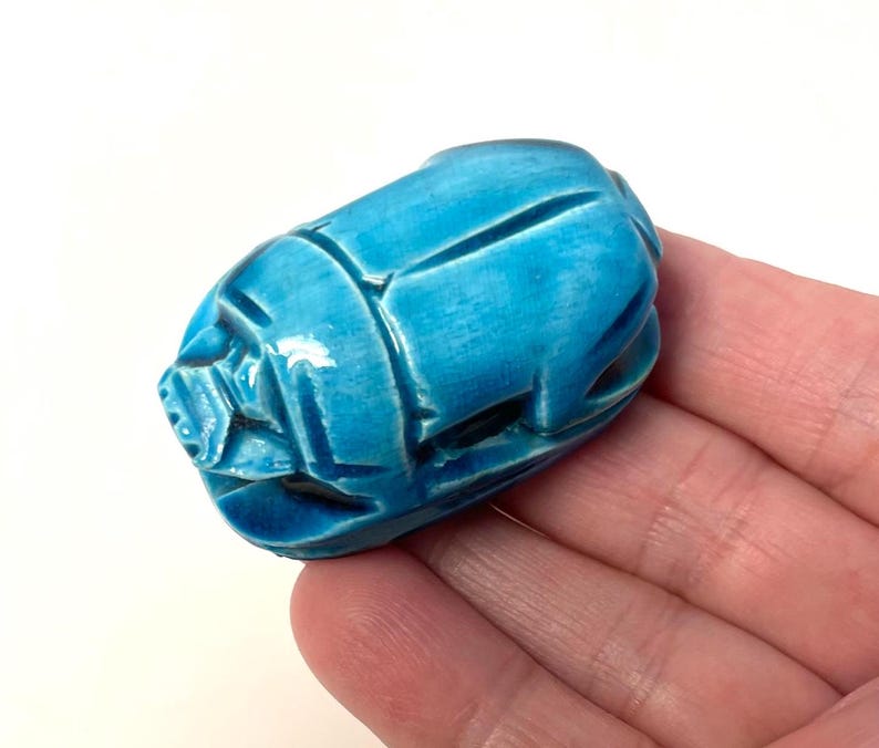 Egyptian Scarab - Blue Ceramic - Etsy