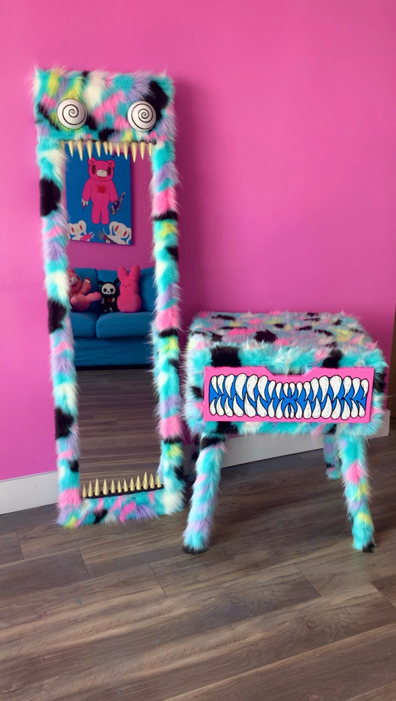 Furry Monster Mimic Side Table Custom Nightstand Drawer End Table ...