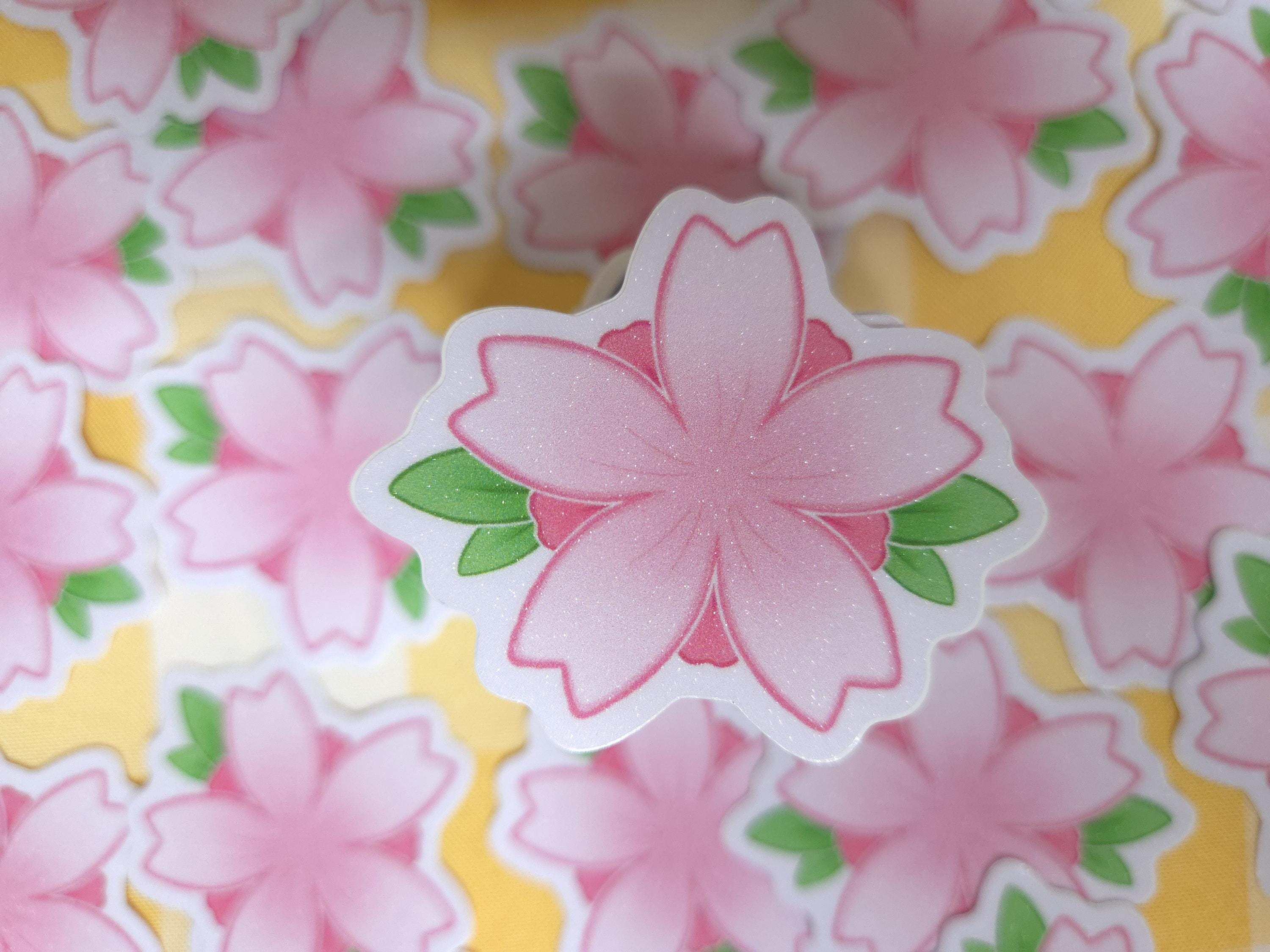 Frosted Glitter Japanese Inspired Flower Spider Lily and Cherry Blossom ...