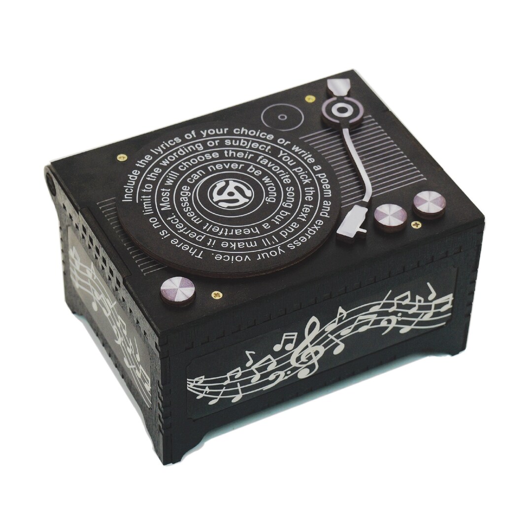 Record Player Music Box, Custom Photo & Song Lyrics, Choose Any Song ...