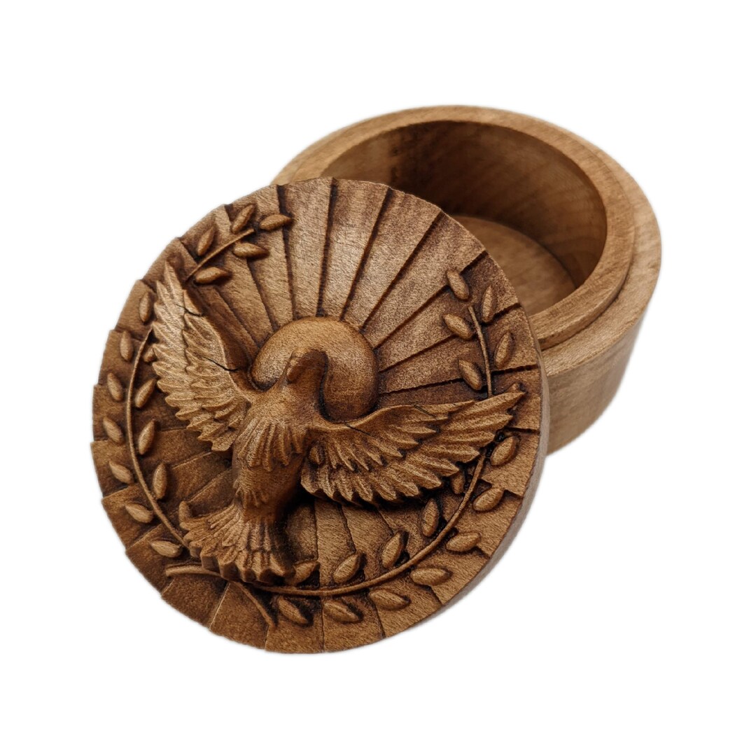 Peace Dove Carved Wood Round Keepsake Box - Etsy