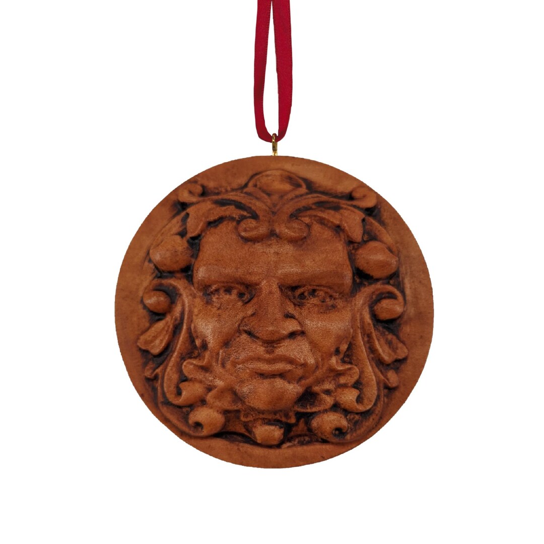Green Man Carved Wood Christmas Ornament | Personalized Holiday Gift ...