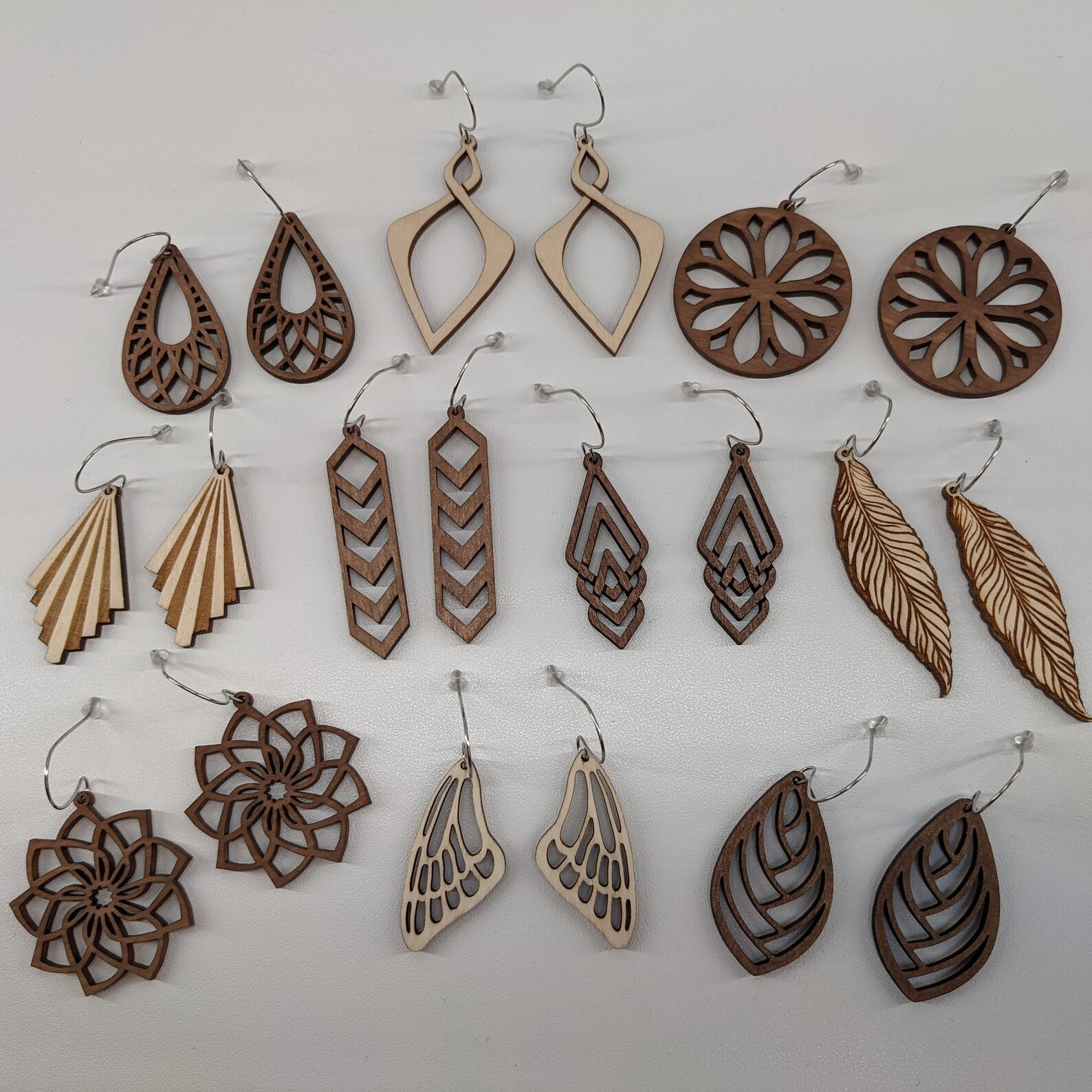 Pack of 10 Variety Wood Earrings - Etsy