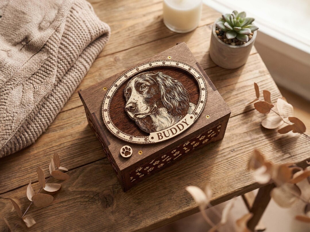 English Springer Spaniel Dog Custom Memorial Music Box, Urn, Photo ...