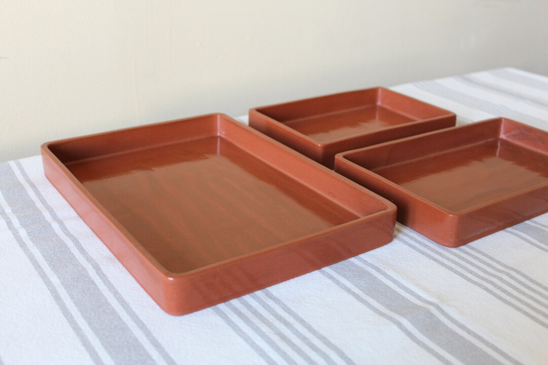 Terracotta Rectangle Trays Handmade Three Piece Nesting Set - Etsy