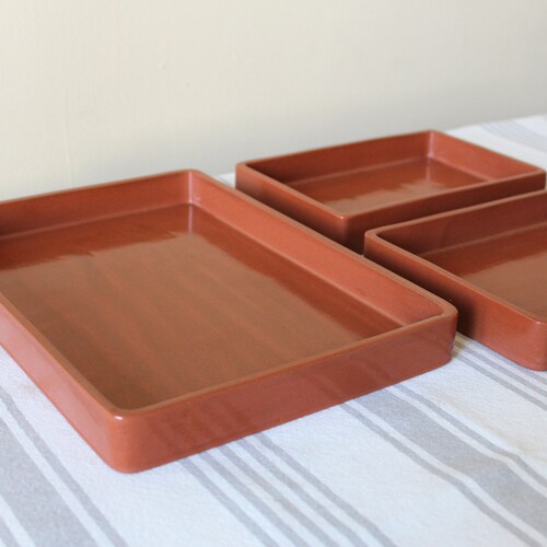 Terracotta Rectangle Trays Handmade Three Piece Nesting Set - Etsy