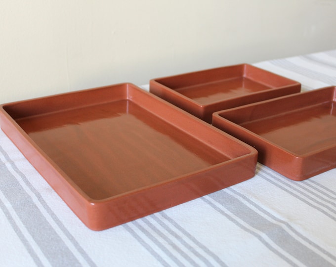 Terracotta Rectangle Trays - Handmade Three Piece Nesting Set - Etsy