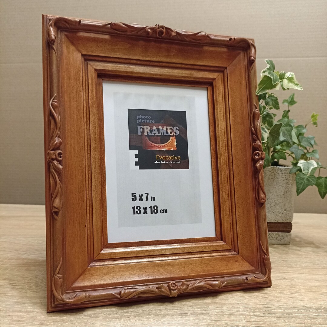 Brown Vintage Picture Frame 5x7. Ornate Photo Frame 13x18 Cm. - Etsy