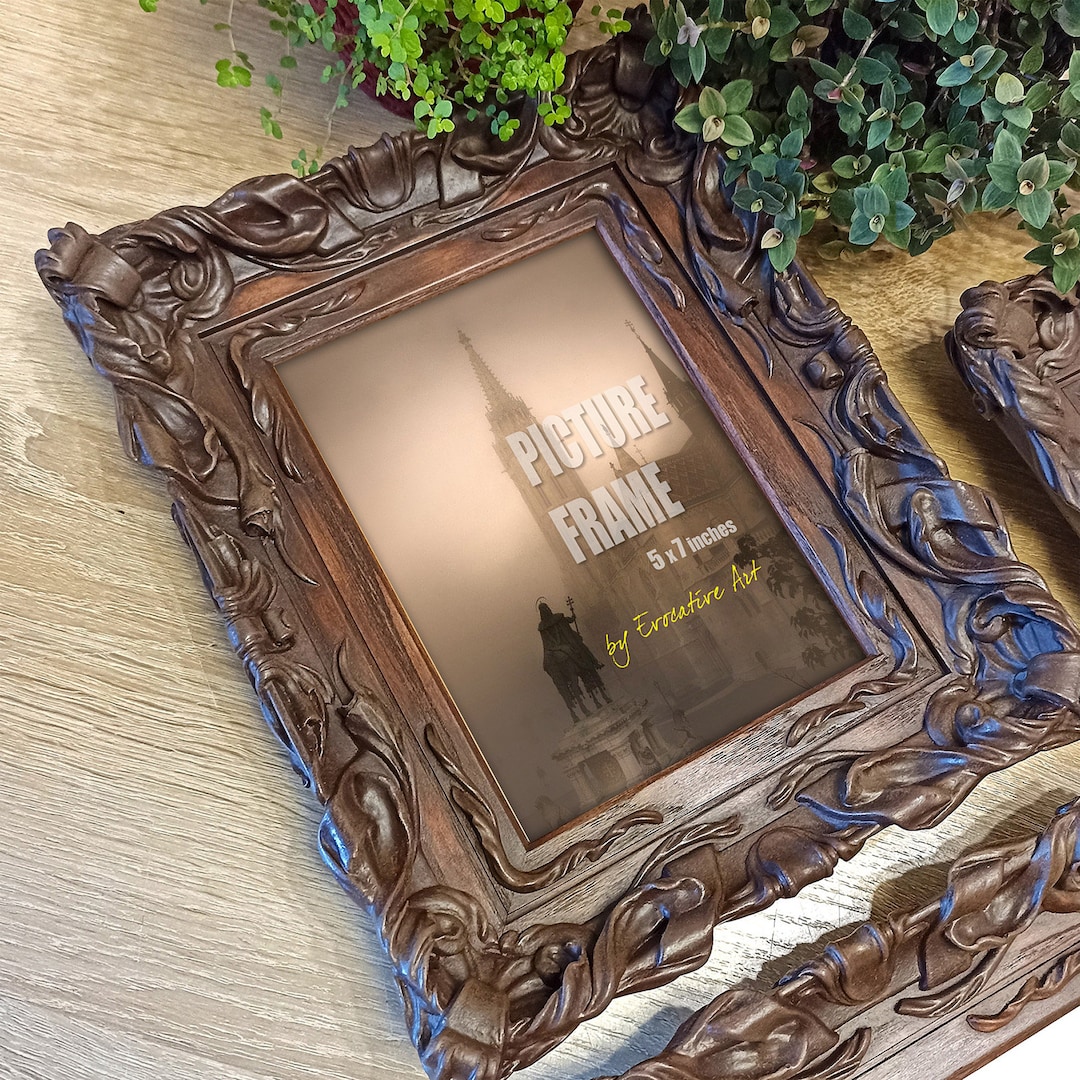 Wooden Picture Frame 5x7. Ornate Vintage Style Frame 13x18 (cm ...