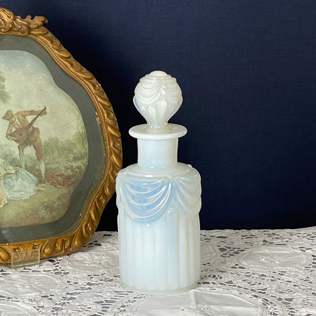 Large Opalescent Glass Perfume Bottle by Cristal De Sevres, 8 Inch ...