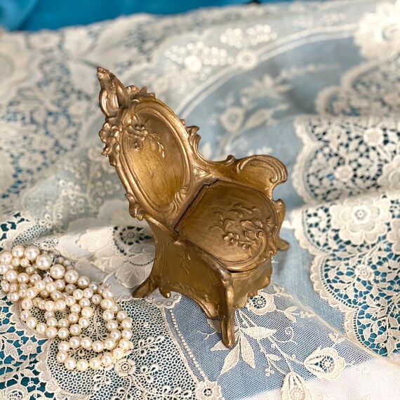 Antique bronze jewellery box in the shape of a chair,… - Gem
