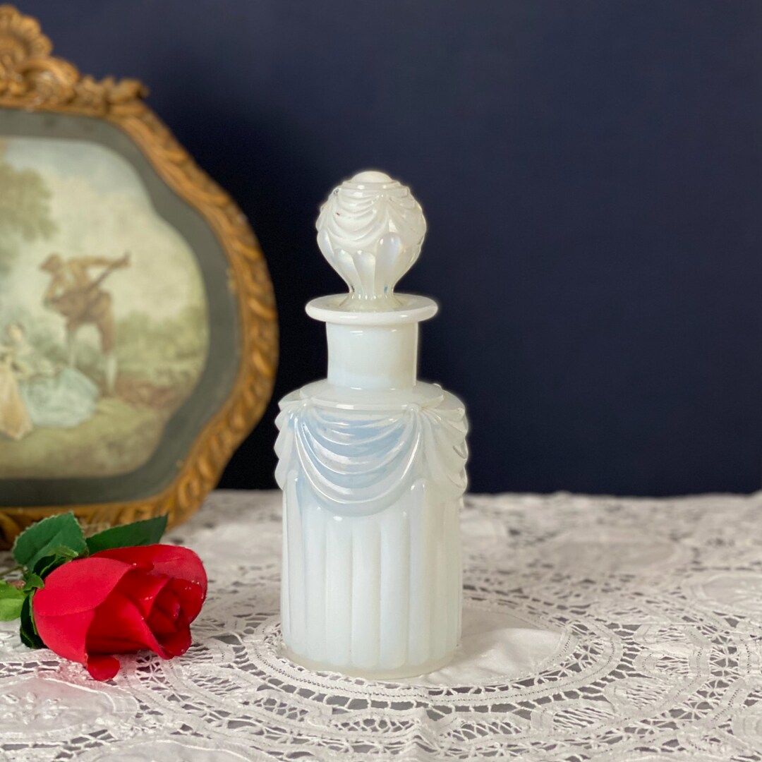 Large Opalescent Glass Perfume Bottle by Cristal De Sevres, 8 Inch ...