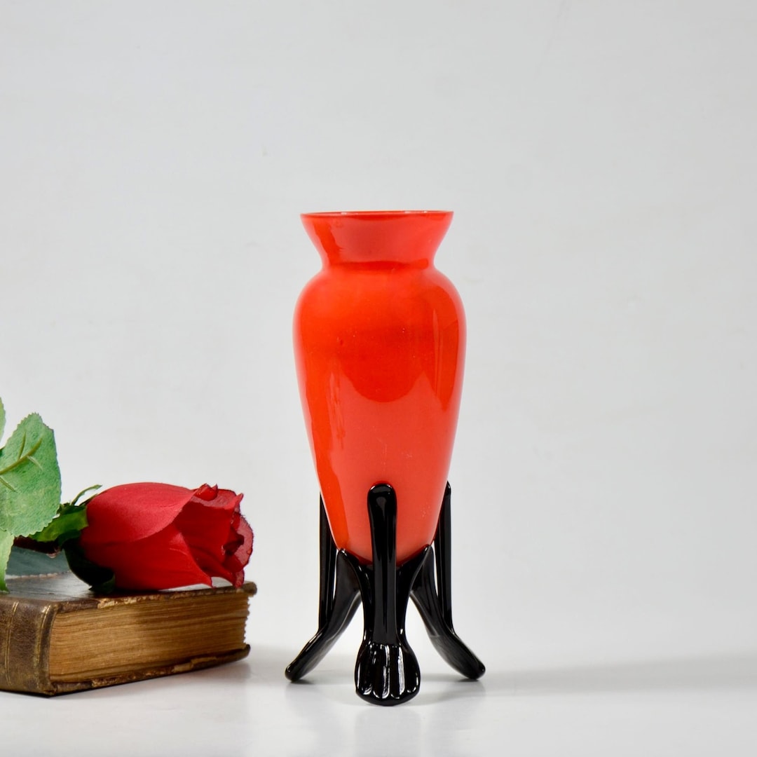 POWOLNY Loetz Bohemian Tango Glass Tripod Vase, Art Deco Czech Glass ...