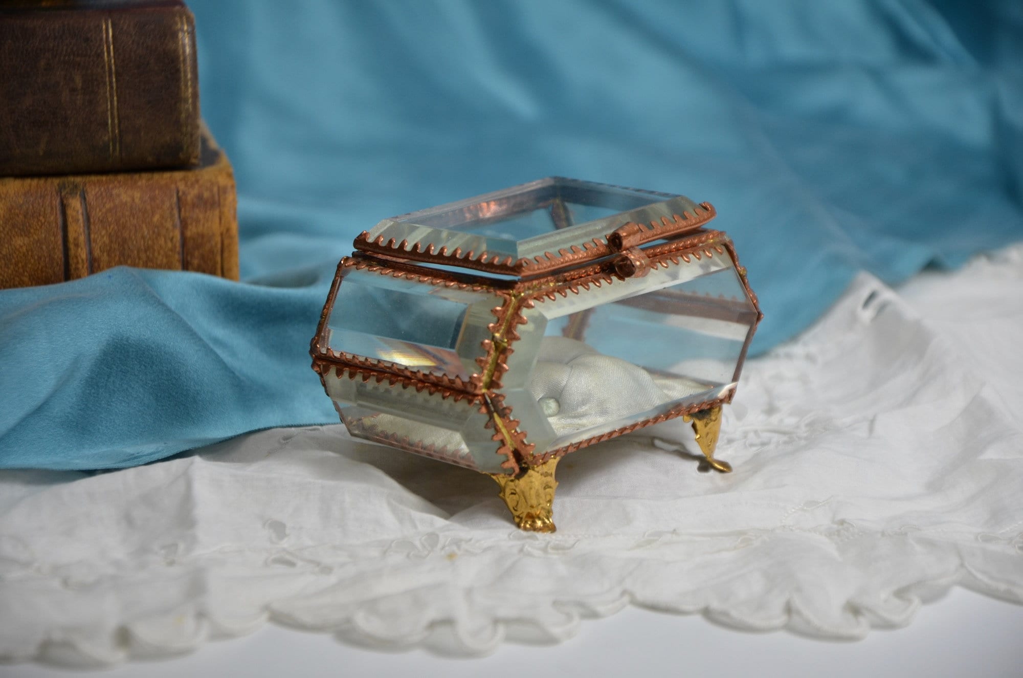 Antique Glass Jewelry Box