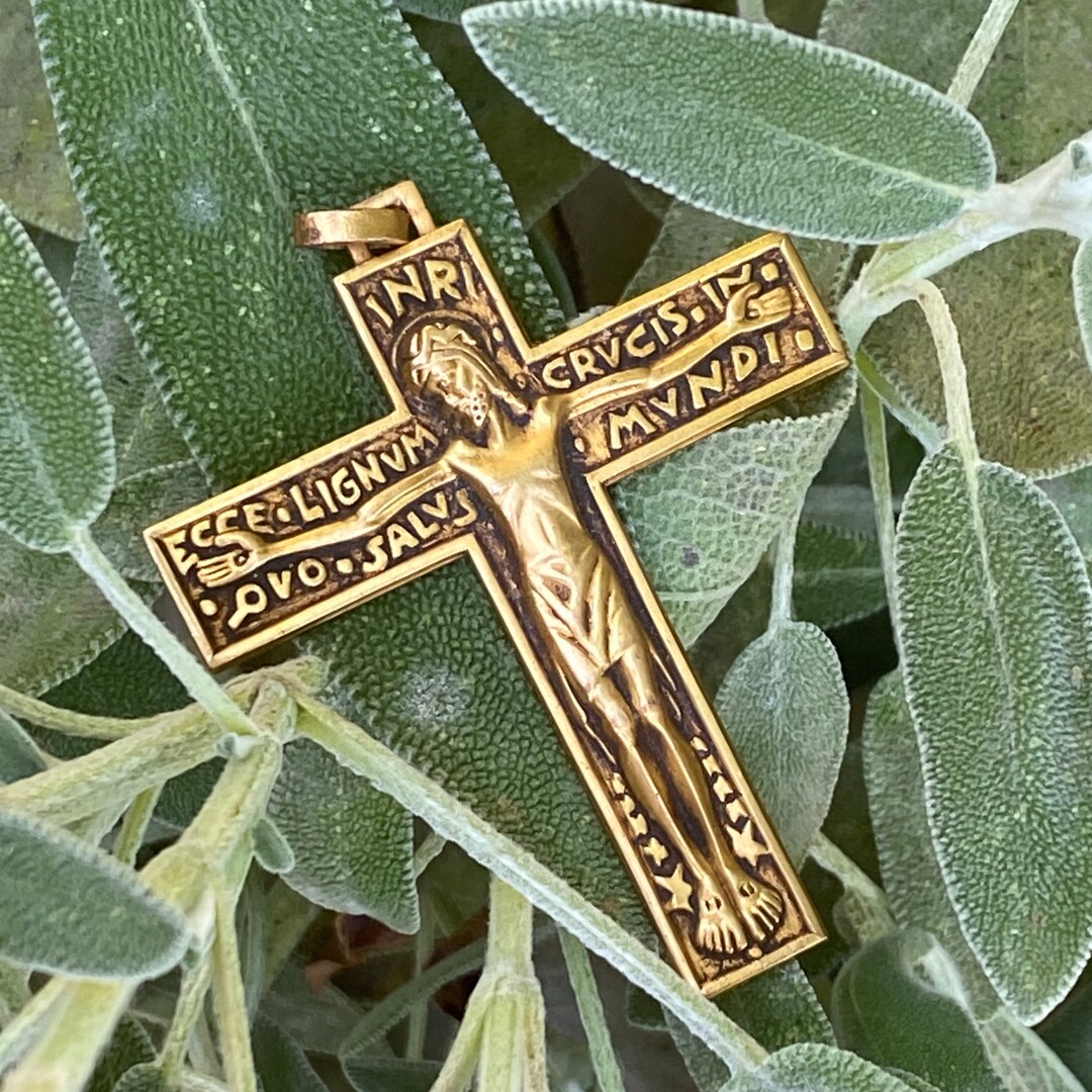 Large Vintage Brutalist Cross Pendant Crucifix 1960s Christian Catholic ...