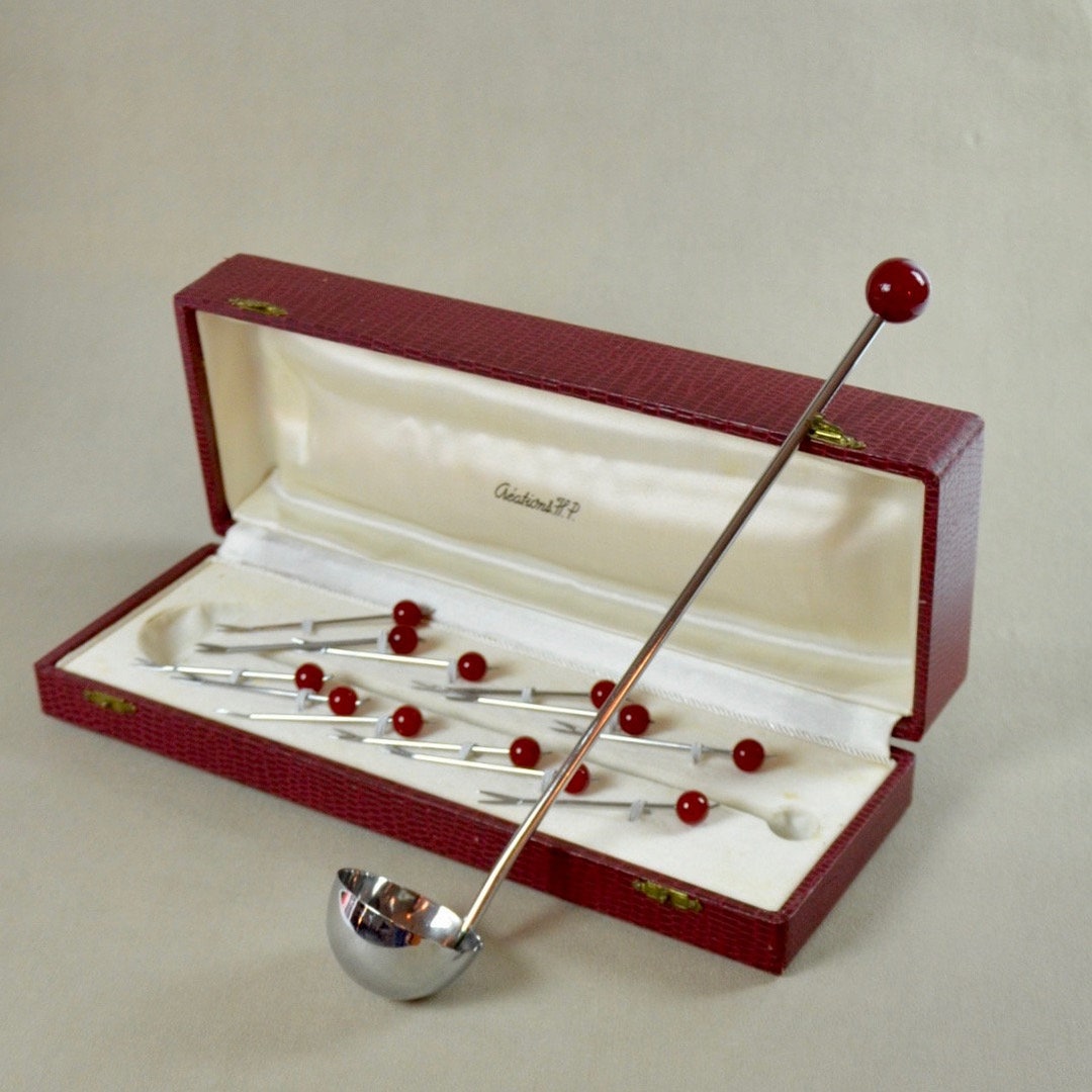Art Deco Bakelite Cocktail Stick Set and Ladle, Boxed Cocktail Stick ...