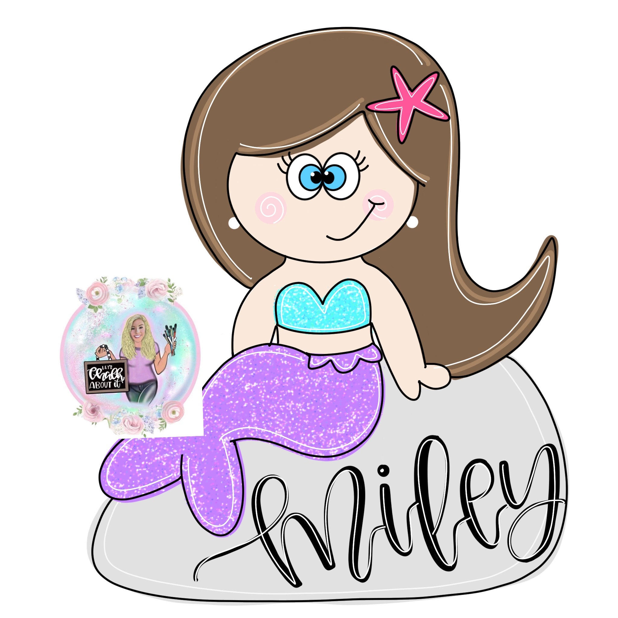 TEMPLATE: Mermaid Template, Kids Door Hanger, Kids Room, Mermaid Decor ...