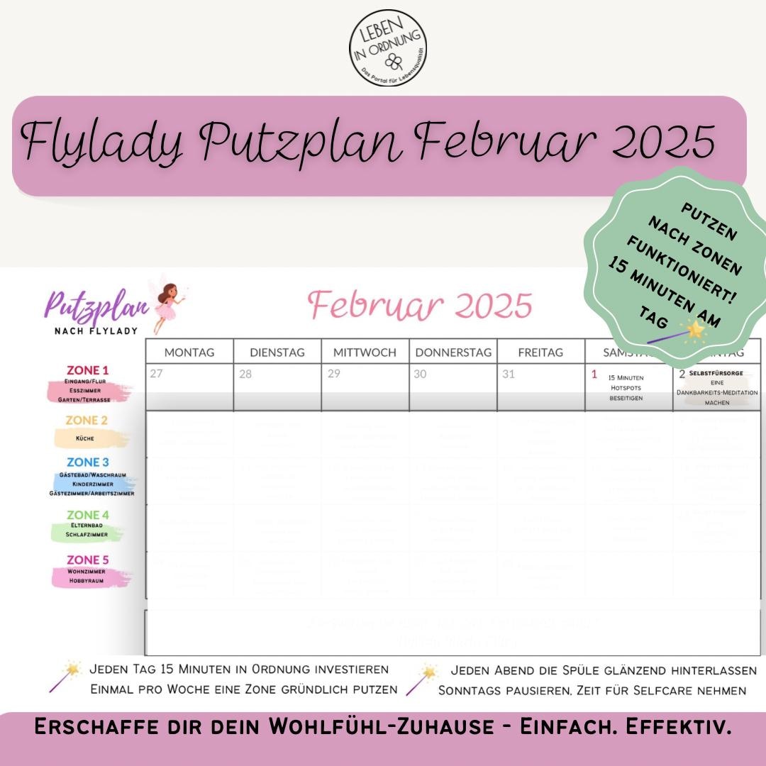Flylady Putzplan Vorlage