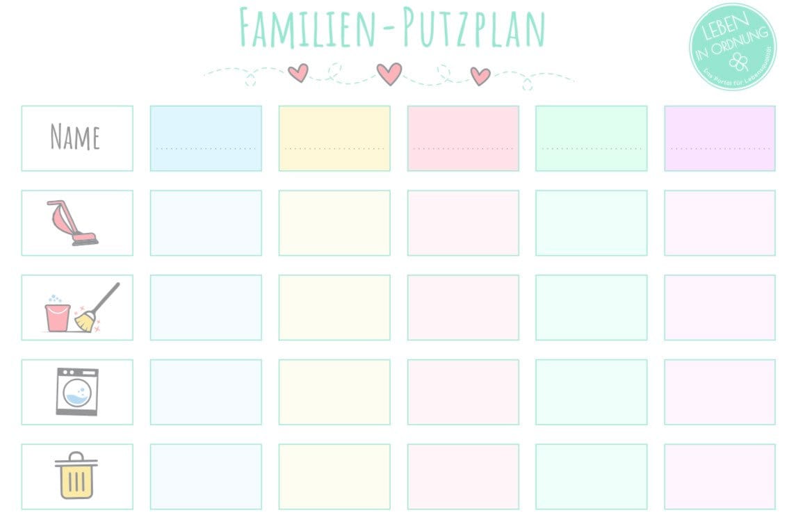 Familien-Putzplan zum Ausdrucken als Sofort-Download (PDF) - Etsy.de Familien-Putzplan zum Ausdrucken als Sofort-Download (PDF) - Etsy.de