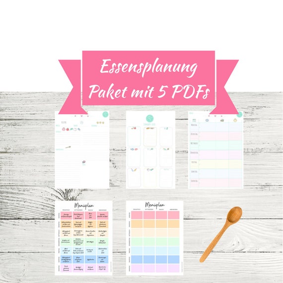 Essensplanungs-paket Mit 5 Pdfs Als Sofort-download - Etsy UK