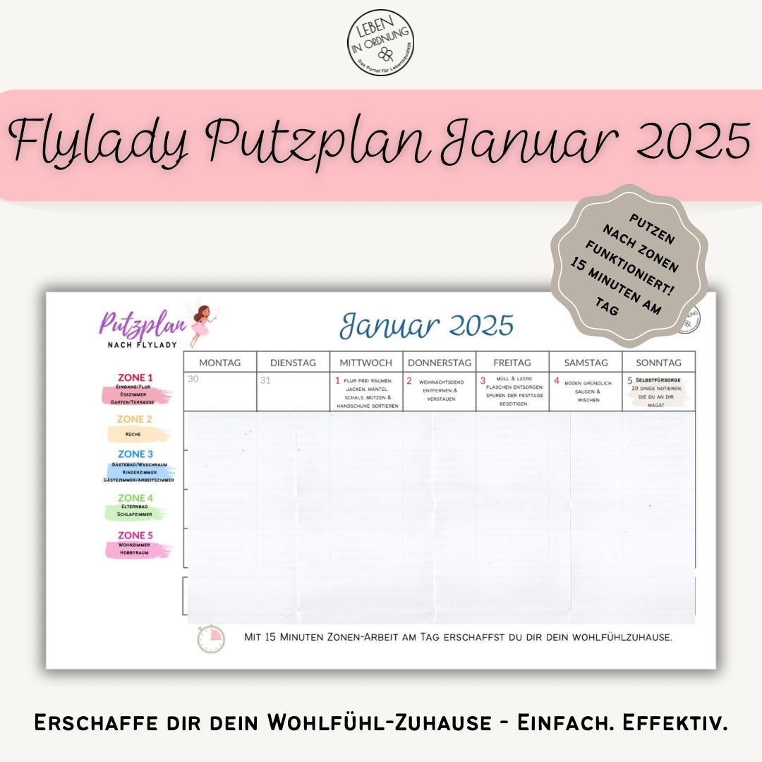 Flylady Putzplan Vorlage
