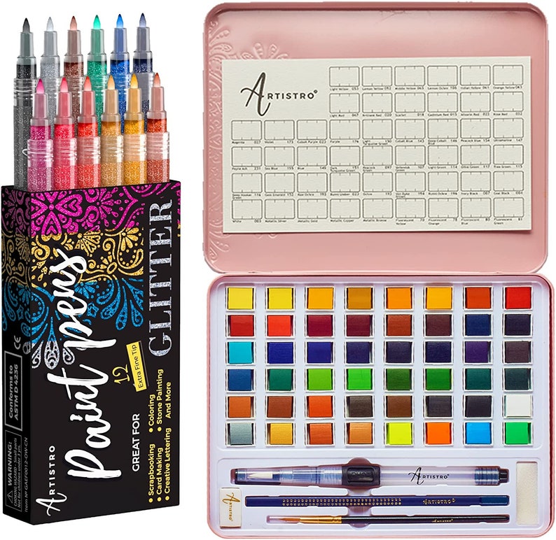 Artistro Watercolor Paint Set 48 Vivid Colors in Tin Box - Etsy