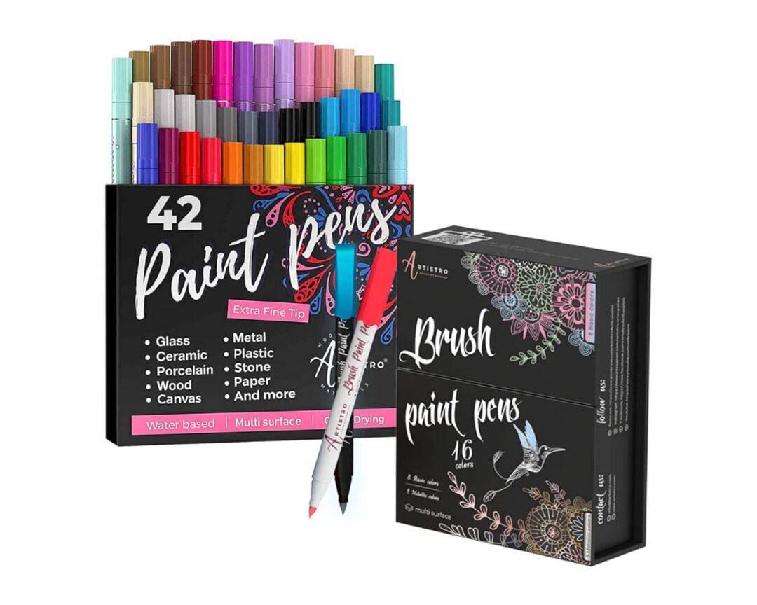 58 Artistro Cute Paint Pens 42 Extra Fine Tip Markers 16 Brush Tip Pens ...