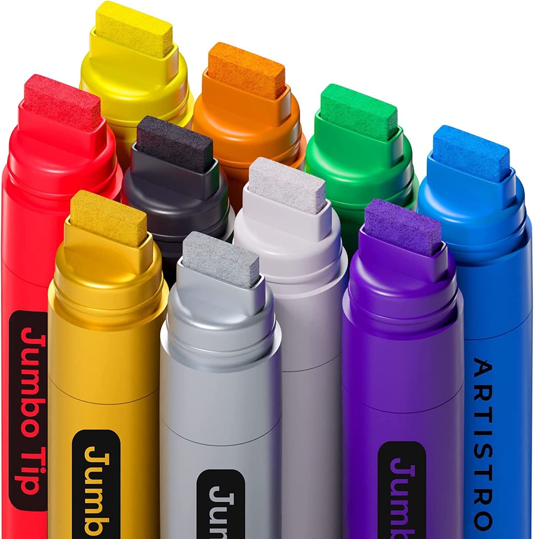 Graffiti Markers 10 Jumbo Colored Markers, 15mm Jumbo Felt Tip, Acrylic ...