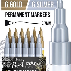42 Markers for Art 30 Acrylic Extra Fine Tip Paint Pens 12 Gold ...