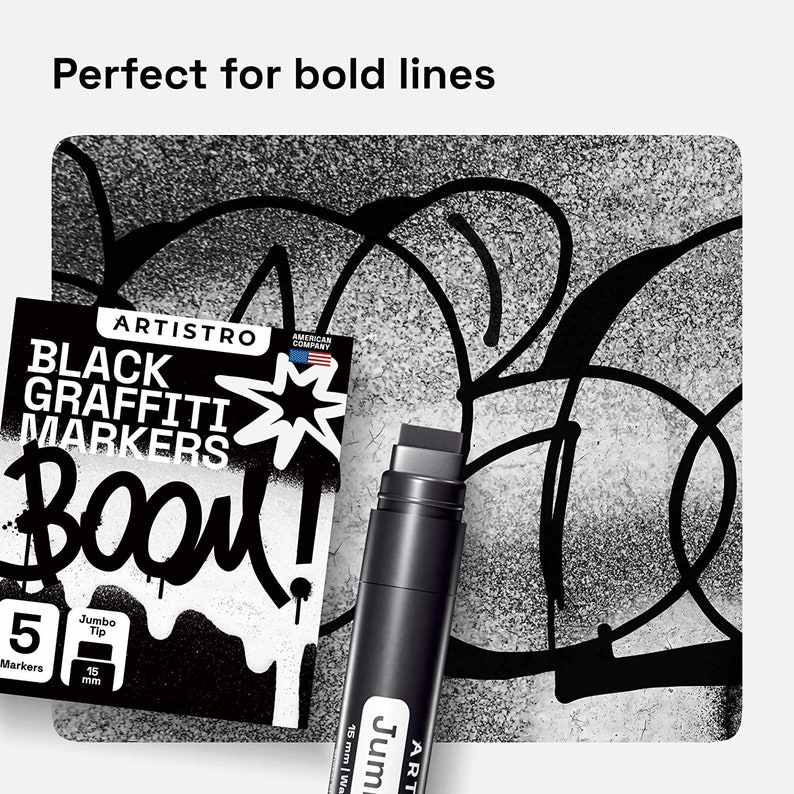 Graffiti Markers 5 Jumbo Black Markers 15mm Jumbo Felt Tip - Etsy