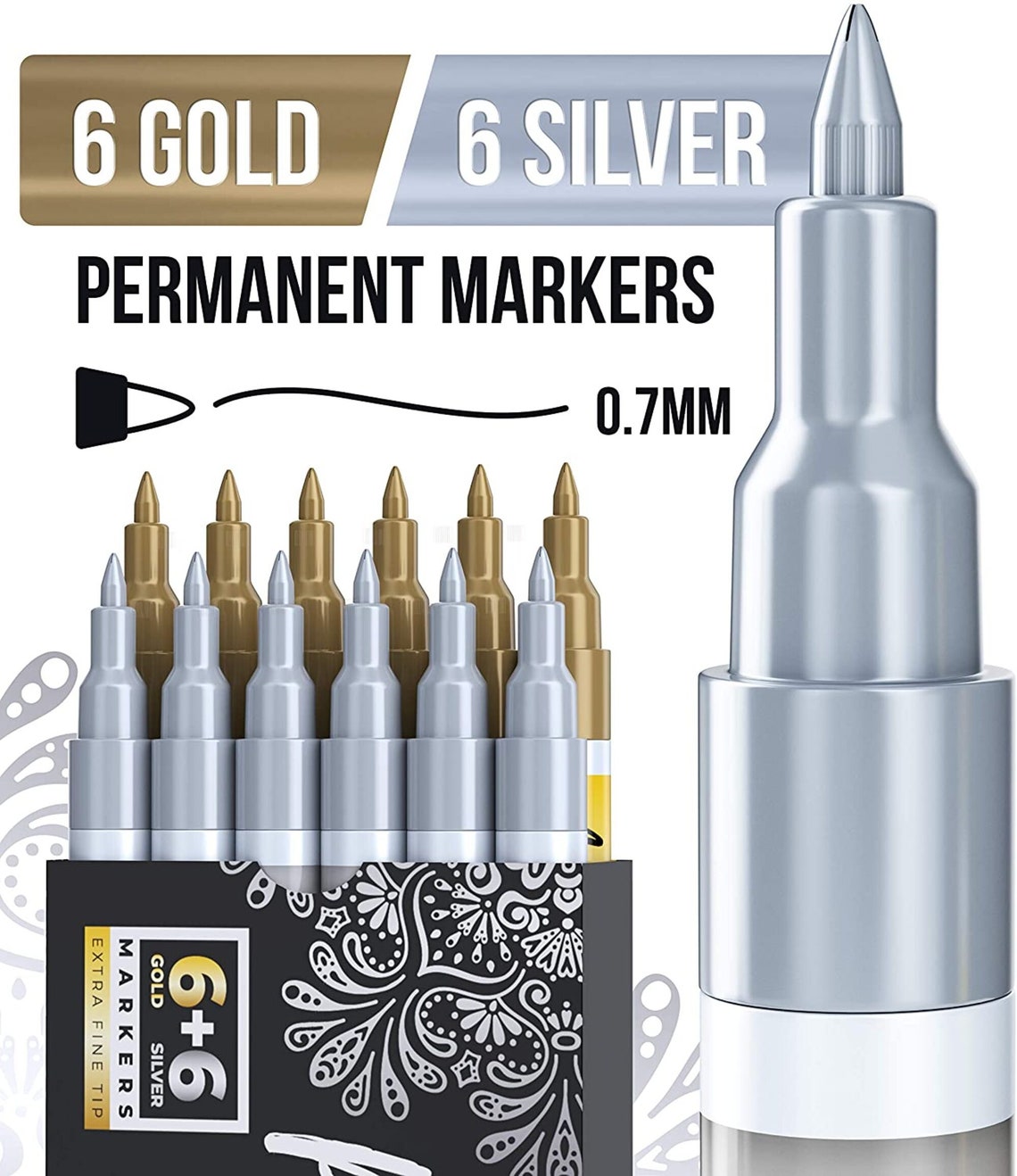 Set of 12 Gold & Silver Paint Pens for Rock Painting Ceramic | Etsy