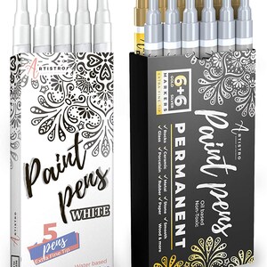 Set of 12 Gold & Silver Paint Pens for Rock Painting Ceramic - Etsy
