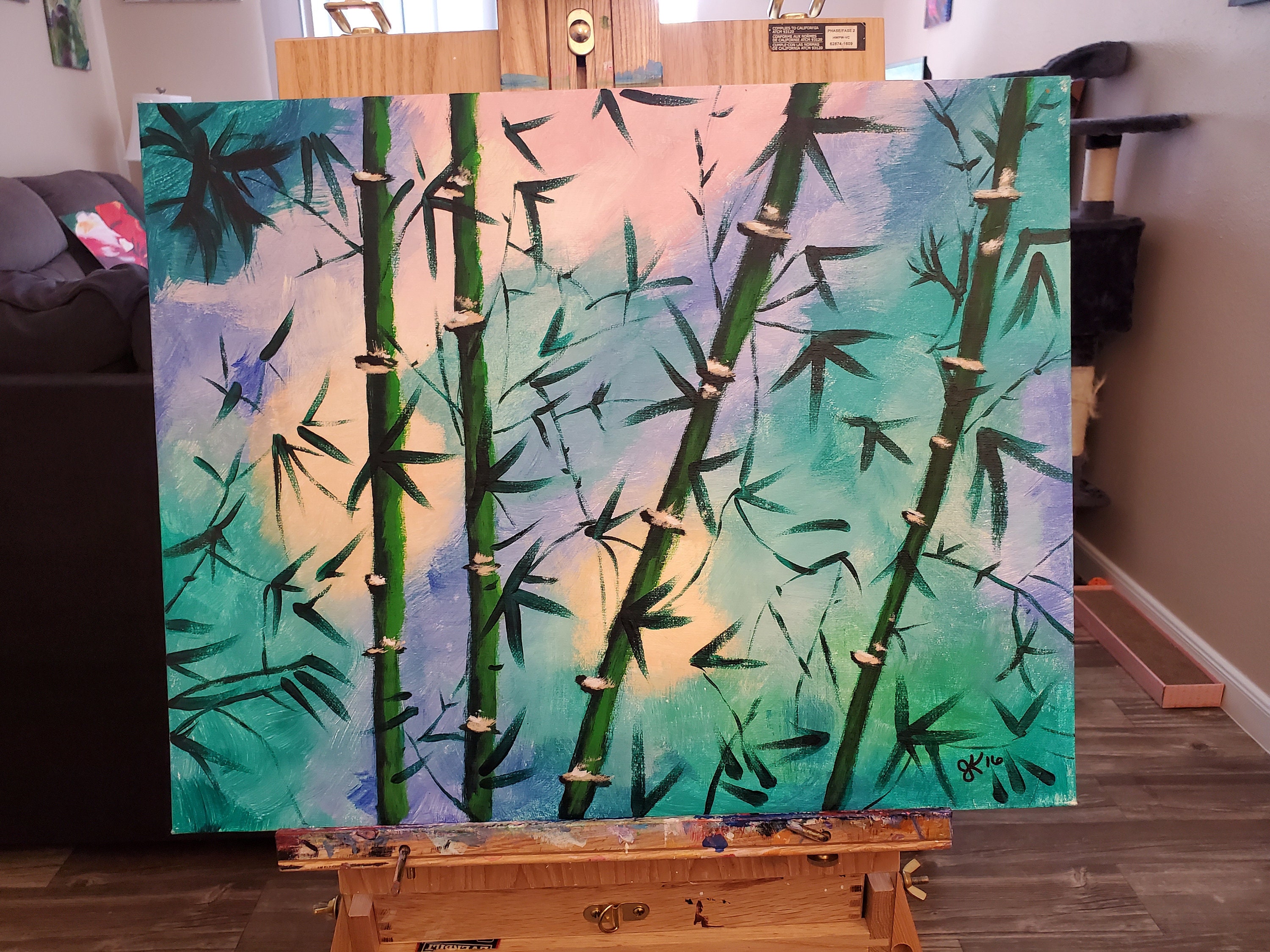 Bamboo fun 16 x 20 acrylic on canvas panel | Etsy