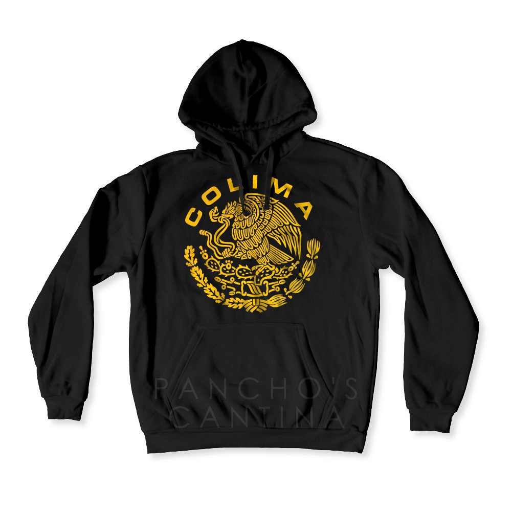 Colima Hoodie Golden Mexican Eagle Black Colima Sweatshirt Mexico State ...