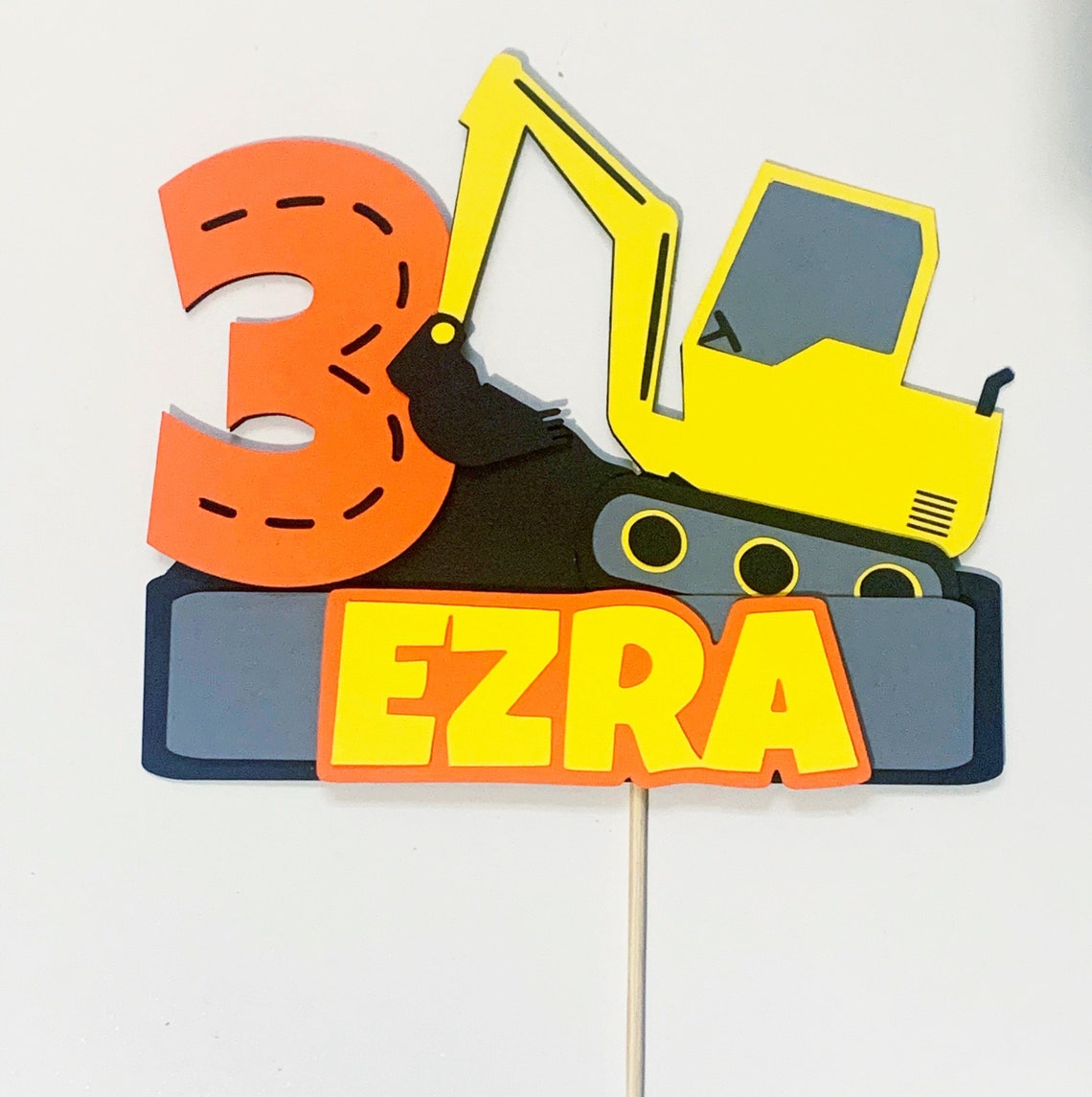 Digger Cake Topper Construction Personalised Party Decor - Etsy UK