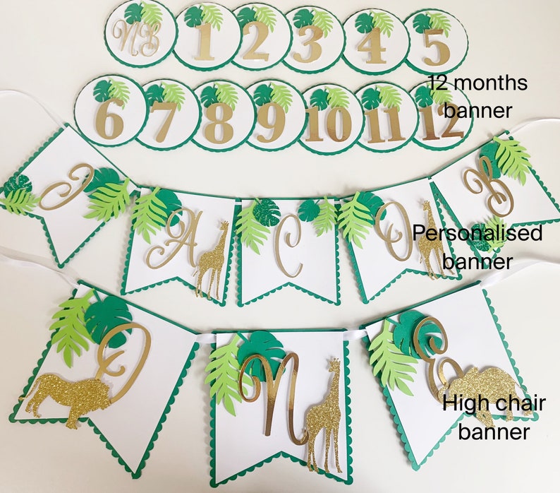 Jungle Themed Birthday Banner Wild One Two Wild Custom - Etsy