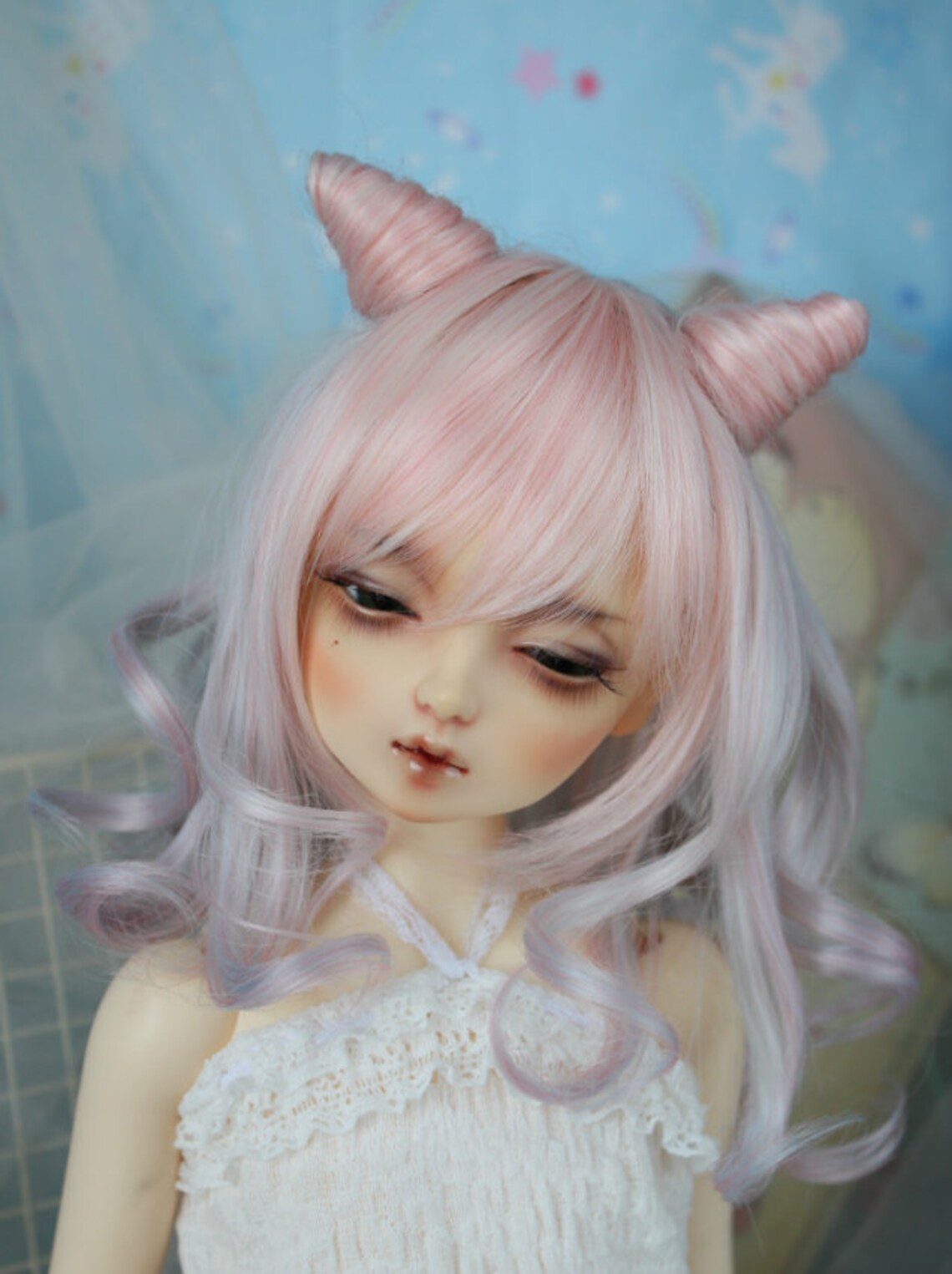 1/3 1/4 1/6 BJD Wig Mixed Pink With Two Ponytails Hair for - Etsy