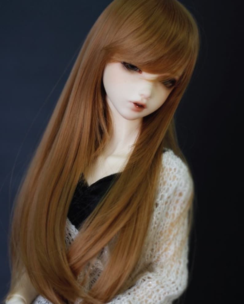 9-10" 8-9“ 7-8" 6-7" 5-6" Brown Long Doll Wig for Volks 1/3 1/4 1/6 1/8 ...