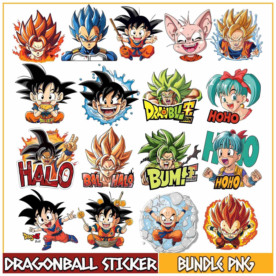 Dragonball Sticker PNG Pack, Anime Sticker Set, Anime PNG, Anime SVG ...