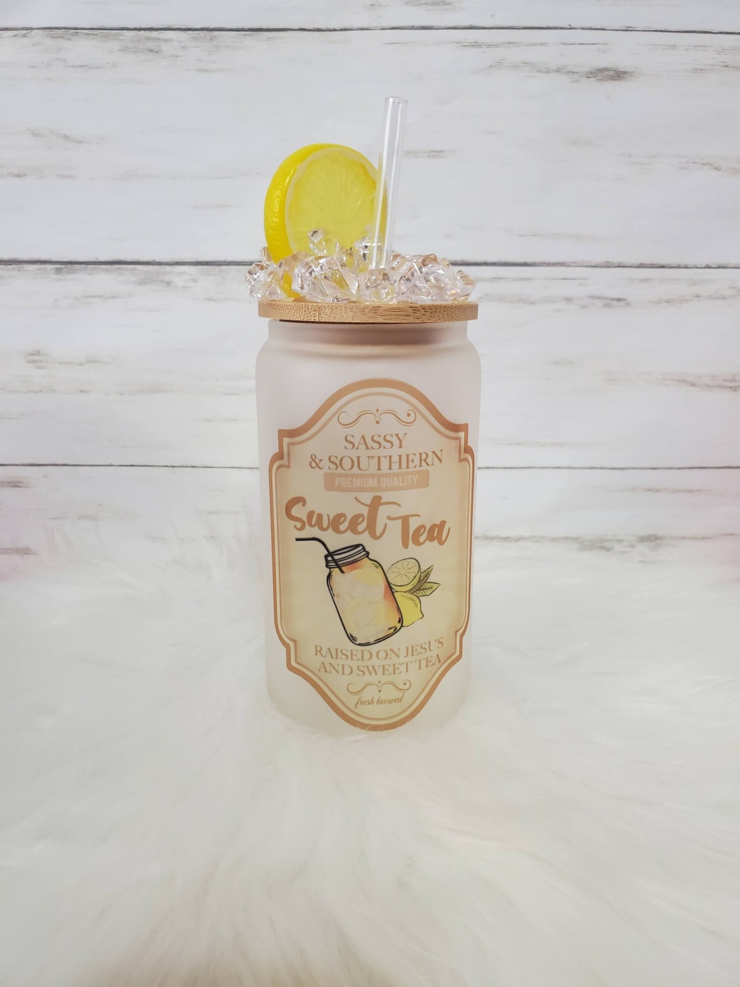 Sweet Tea, Iridescent, Frosted, Clear 16oz Glass Can, Iced Coffee Can ...