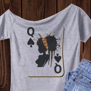 Black Owned Shops Clothing Black Queen off the Shoulder T-shirt Women's ...