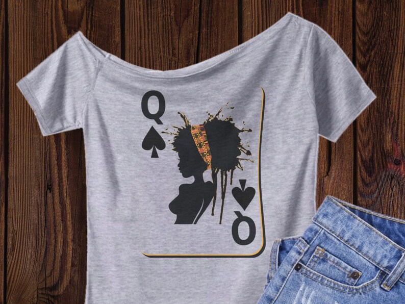 Black Owned Shops Clothing Black Queen off the Shoulder T-shirt Women's ...