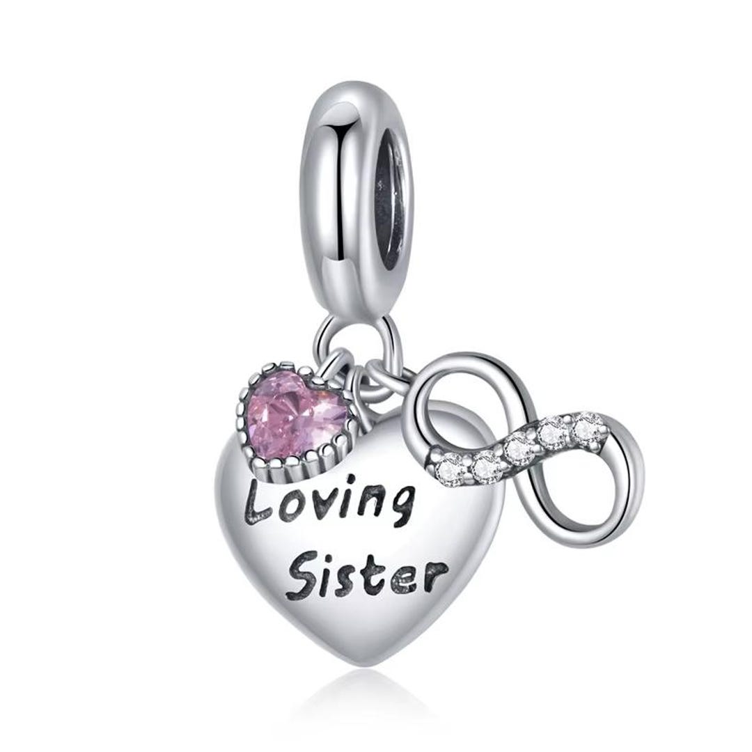Sterling Silver Best Friend Charm & Sister Charm, Heart Charm Fits ...
