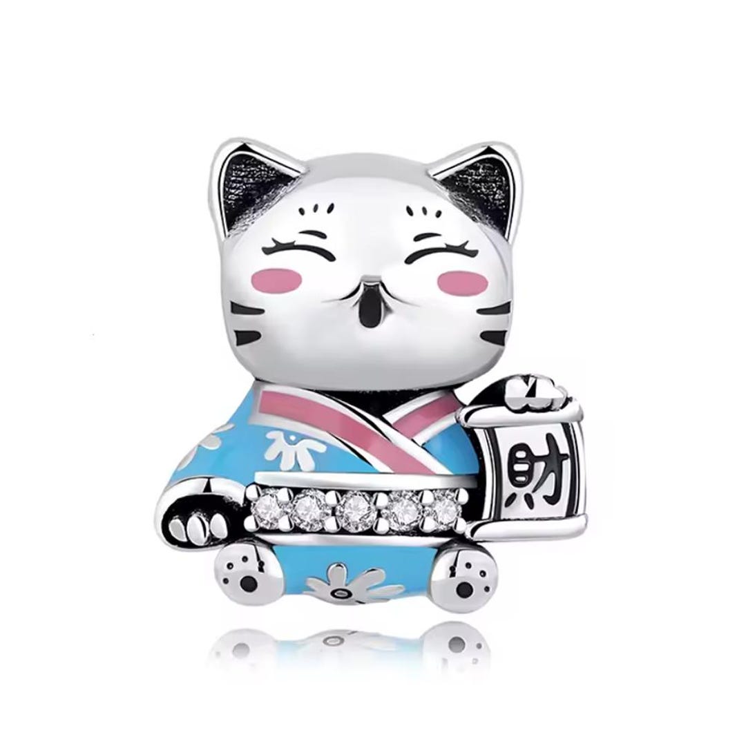 Silver Japanese Cat Charms for Lucky Fortune European Style Pandora ...