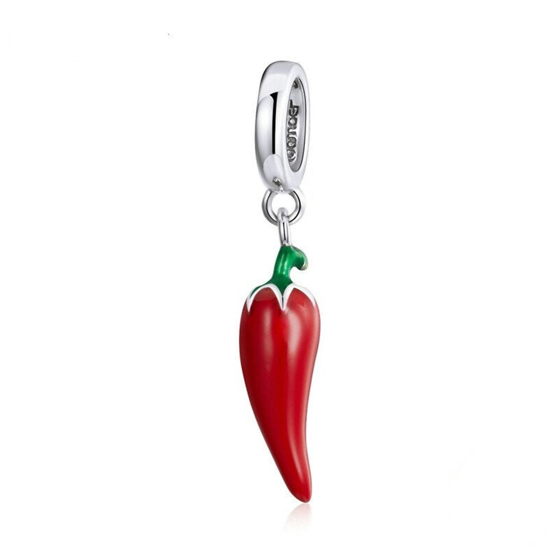 Sterling Silver Red Chili Pepper Charm & Avocado Charm Fits Pandora ...